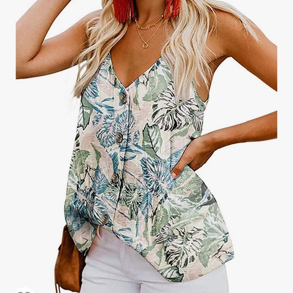 Tops | Beautiful Woman Floral Button Down Tank Tops | Poshmark